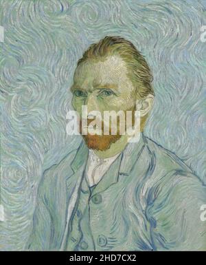 A Self Portrait, painted by Vincent Van Gogh in 1889. At the Musee D ...