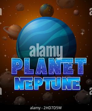 Planet Neptune word logo poster illustration Stock Vector Image & Art ...