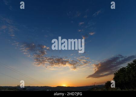 San Gimignano, Italy - August 19, 2021: panoramic view shot in a bright ...