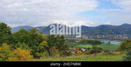 Bonn Germany October 2020 view with autumn colors from Rodderberg to ...