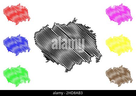 Sitapur district (Uttar Pradesh State, Republic of India) map vector ...