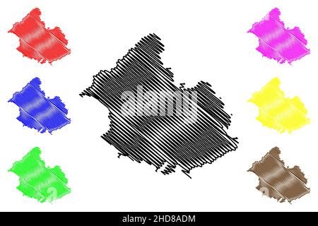Sirmaur district (Himachal Pradesh State, Republic of India) map vector ...