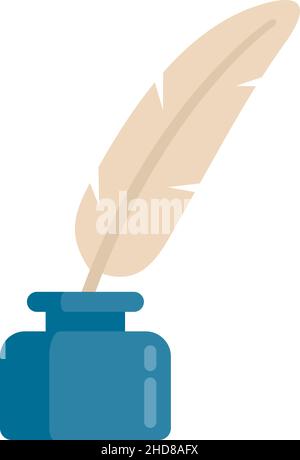 Notary feather pen icon. Flat illustration of notary feather pen vector ...