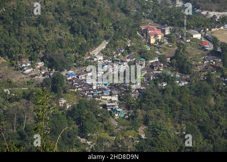Indian village seen from Dalgaon viewpoint. Kalimpong, West Bengal ...