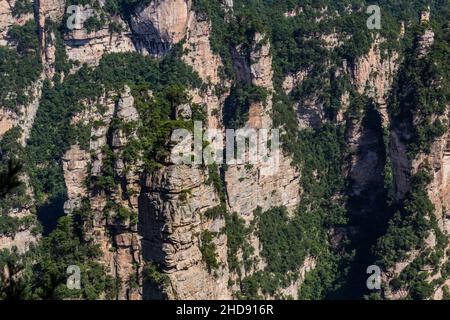 Rocky cliffs in Zhangjiajie National Forest Park in Hunan province ...