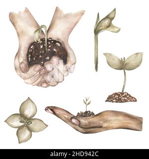 Gardening Clipart, Watercolor vintage Planting time wreath clip art ...