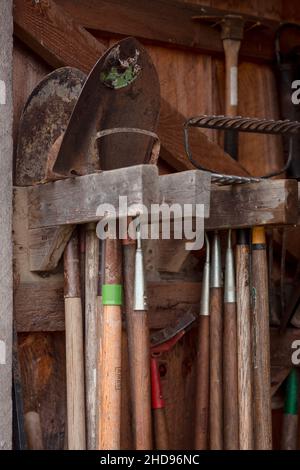 Old farming equipment inside a barn Stock Photo - Alamy