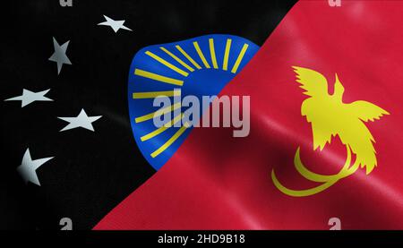 Sandaun, province of Papua New Guinea. Solid color shape. Corner ...