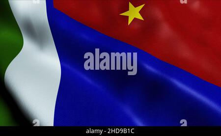 3D Flag of Milne Bay province, Papua New Guinea. 3D Illustration Stock ...