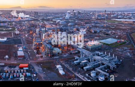 Aerial view of INEOS Grangemouth petrochemical plant and refinery in ...