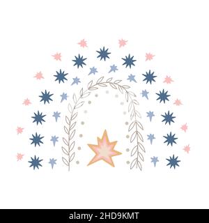 Bohemian style rainbow, stars, polka dot seamless pattern, simple ...