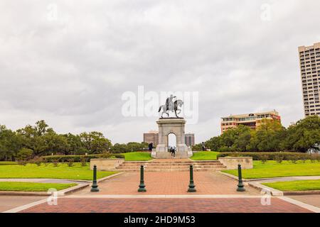 Texas, DEC 27 2021 - Overview of Sam Houston Statue at Hermann Park ...
