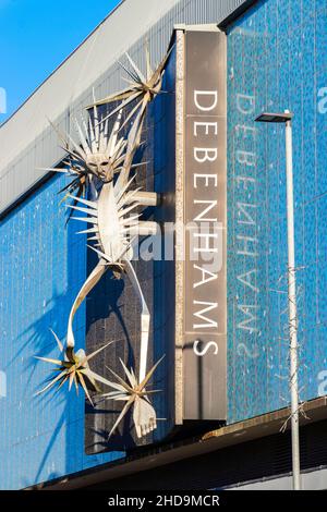 The Man Of Fire Sculpture On The Debenhams Building In Hanley Stock ...