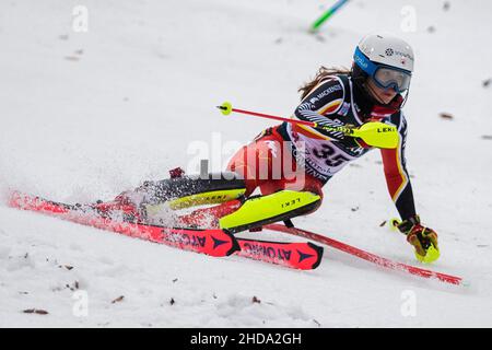 Amelia Smart, of Canada, competes in the first run of the women's ...