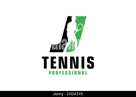 Letter H with Tennis player silhouette Logo Design. Vector Design ...