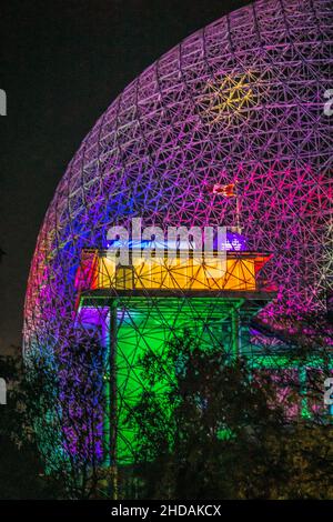 Montreal Biosphere by night Stock Photo - Alamy