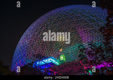 View on the Montral Biosphere by night Stock Photo - Alamy