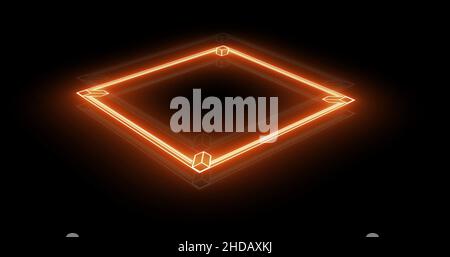 Image of orange neon boxing ring over circles in row on black ...