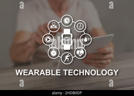Wearable technology concept illustrated by a picture on background ...