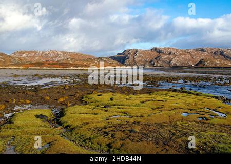 Low tide at Badnabay on the southern shore of Loch Laxford on the ...