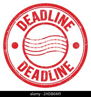 DEADLINE text written on red grungy stamp sign Stock Photo - Alamy