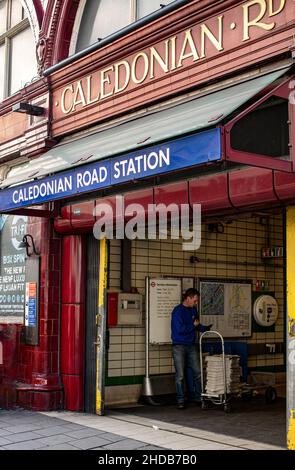 Caledonian Road Tube Station; Islington; London, UK - red-brick station ...