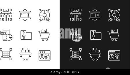 Data mining processes linear pixel perfect icons set for dark and light mode Stock Vector Image ...