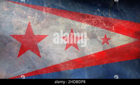 official flag of Union, Kentucky untied states of America at cloudy sky ...