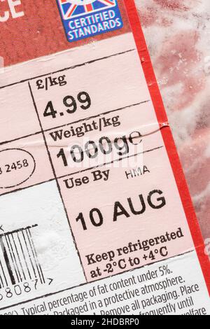 Plastic film wrapped ASDA minced meat / ground beef with Food Assured ...