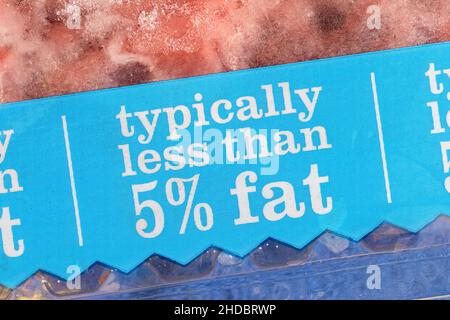 ASDA lean mince meat 5% fat content label. For food packaging labelling ...