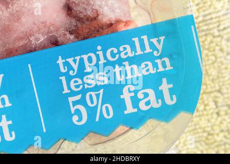 ASDA lean mince meat 5% fat content label. For food packaging labelling ...