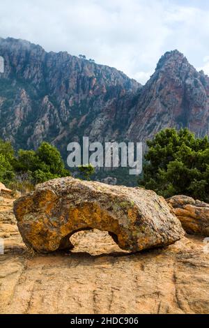 Calanche, bizarre rock formations at 400 m altitude, Corsica, France ...
