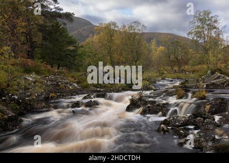 River Cannich in Autumn after heavy rain. Glen Cannich, Highland ...