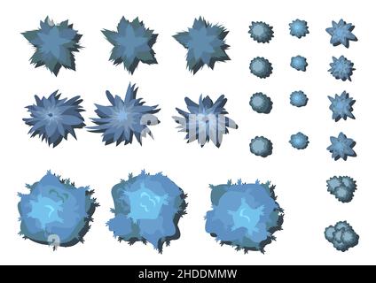 Set trees top view in color. Pictograms for general plans landscape ...