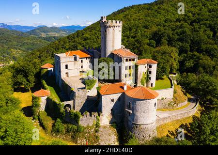 View of medieval castle Branik (Rihemberk) in Nova Gorica. Slovenia ...