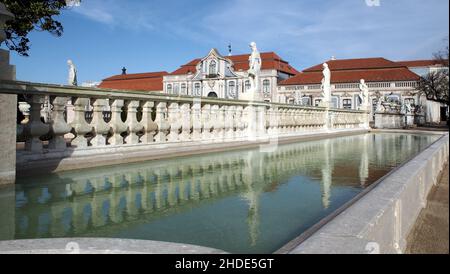 Balustrade and sculptures over water pool, at the Hanging Garden of the ...