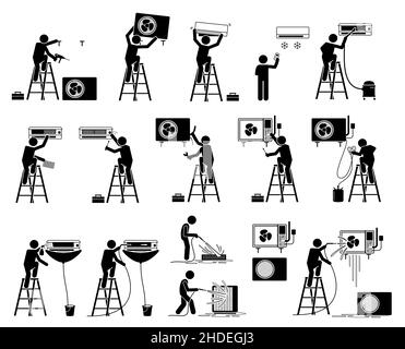 AC ( air conditioner ) cleaning vector icon illustration Stock Vector ...