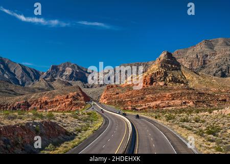 I-15 Interstate Freeway in Virgin River Gorge, Arizona Strip District ...