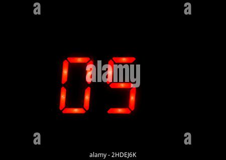 Old digital clock red number on black background Stock Photo - Alamy