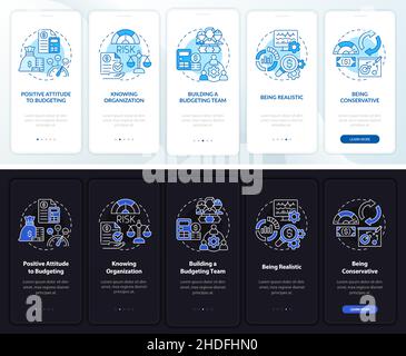 Budgeting night mode onboarding mobile app screen Stock Vector Image ...