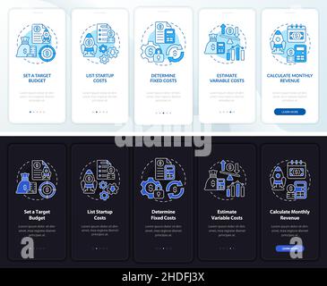 Budgeting night mode onboarding mobile app screen Stock Vector Image ...