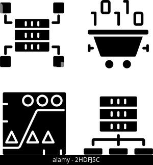 Database statistics flat icons on simple color square backgrounds Stock ...