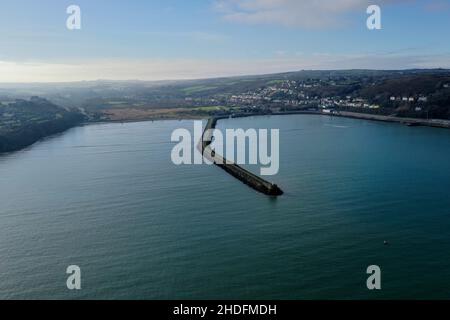 Aerial Photograph of Goodwick Town and Stenaline Ferry and Train Port ...