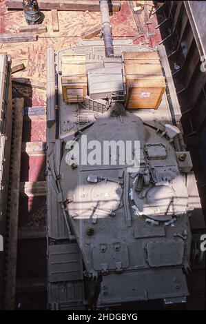 Loading Chieftain Tanks for Kuwait onboard cargo ship M/V Ibn Rushd ...