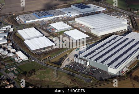 aerial view looking up the M18 motorway towards junction 2 at the ...