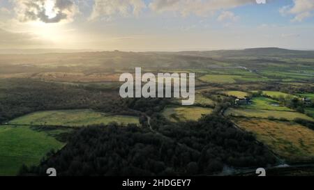 Aerial Photograph Of a Forestry and Village called Cross Inn ...