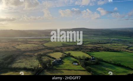 Aerial Photograph Of a Forestry and Village called Cross Inn ...
