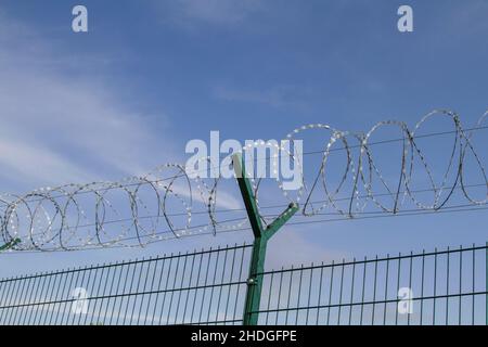 Security border fence with razor wire, Brownsville, Texas, USA Stock ...