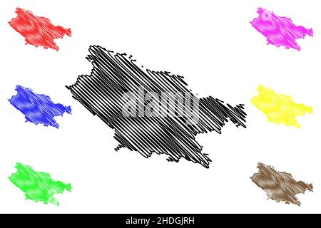 Sultanpur district (Uttar Pradesh State, Republic of India) map vector ...