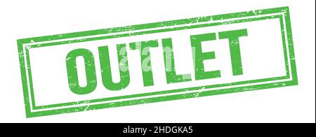 OUTLET text on green grungy vintage rectangle stamp Stock Photo - Alamy